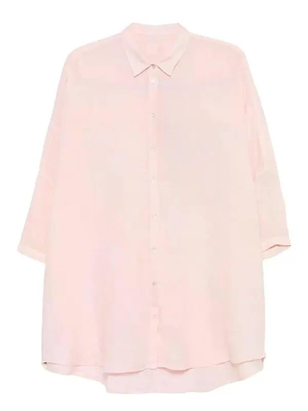120% Lino Drop-shoulder Top - Pink