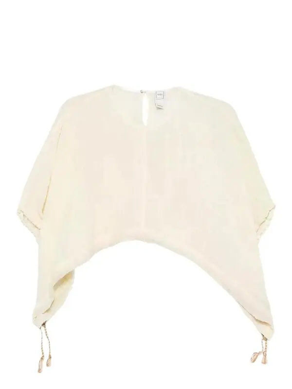 120% Lino Handkerchief-hem Top - Neutrals