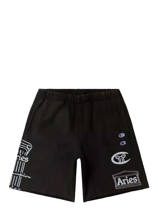 Champion Logo-print Raw-cut Shorts - Black