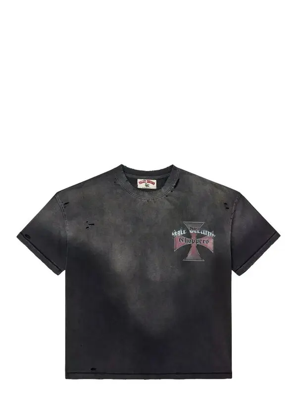 VALE FOREVER Chopper Distressed-effect Cotton T-shirt - Black