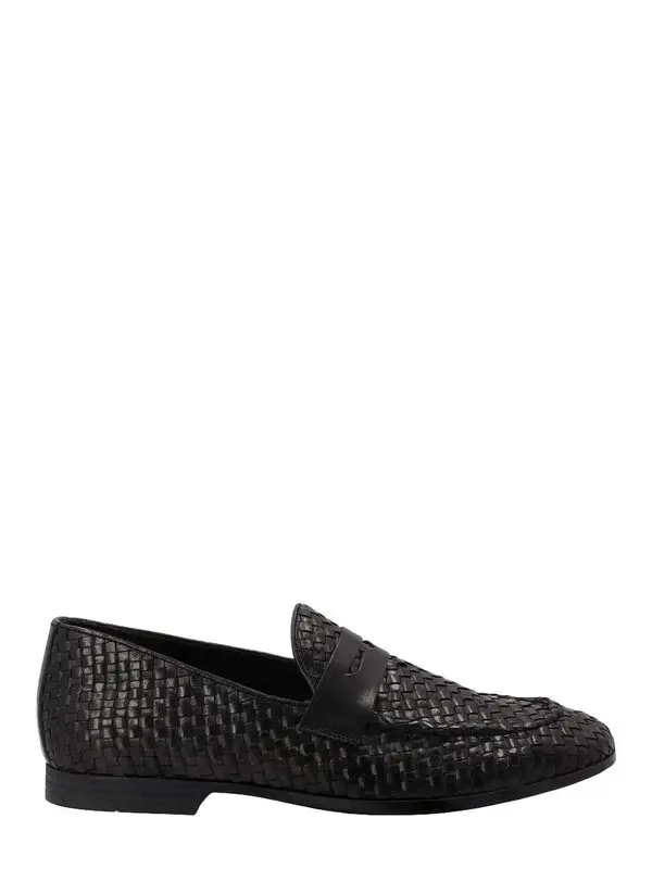 FRAU Woven-leather Saddle Loafers - Black