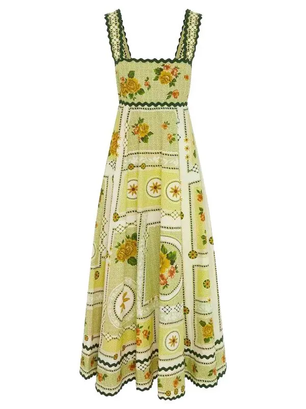 ALEMAIS Dixie Summer Floral-print Maxi Dress - Yellow