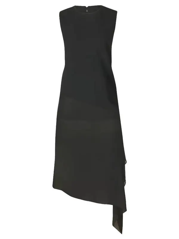 Michael Kors Asymmetric Veiled Midi Dress - Black