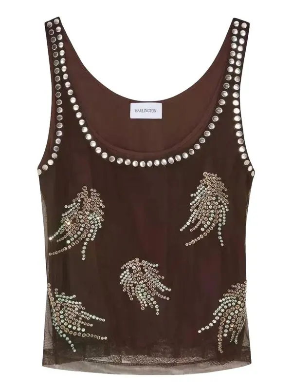 16Arlington Esha Hot-fix Mesh Top - Brown