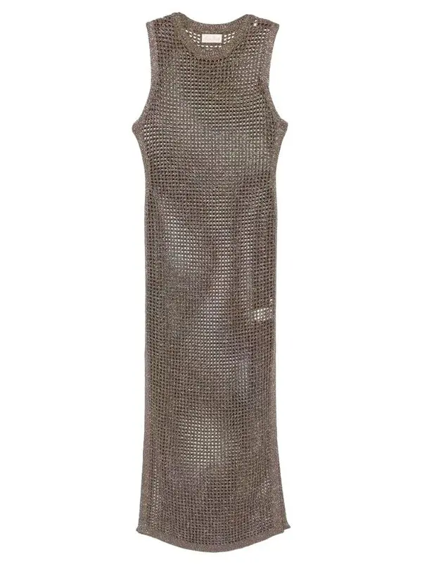 MC2 SAINT BARTH Eileen Open-knit Maxi Dress - Brown