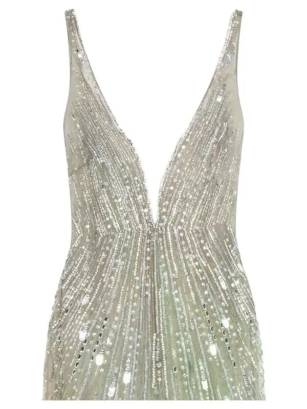 ROOM76 Sequin-embellished Sunburst Dress - Silver