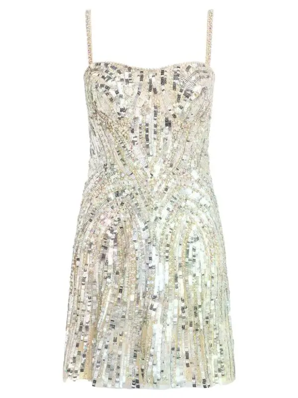 Jenny Packham Crystal-embellished Structured-bodice Dress - Silver