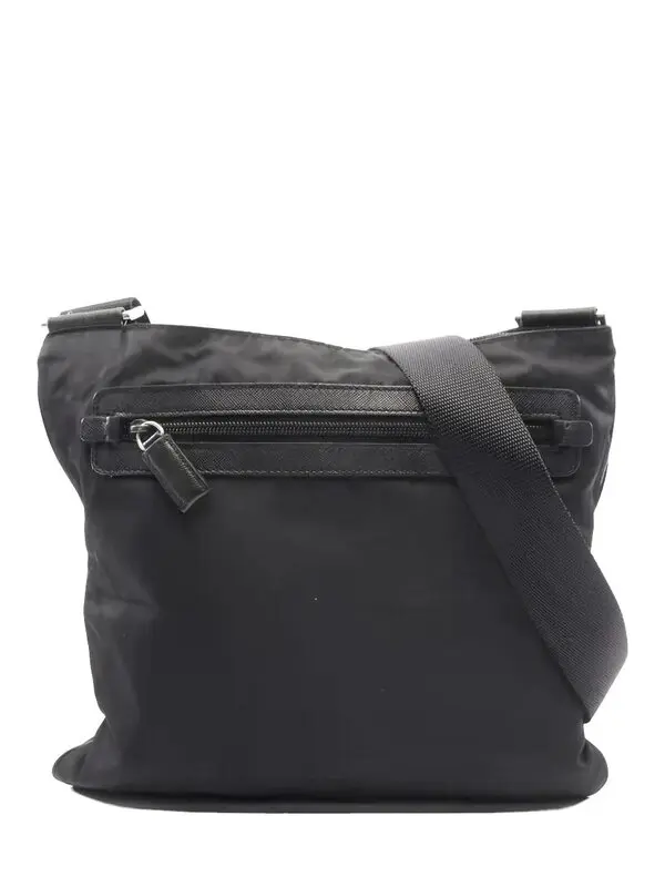 Prada 2010s Viaggio Leather-trim Shoulder Bag - Black