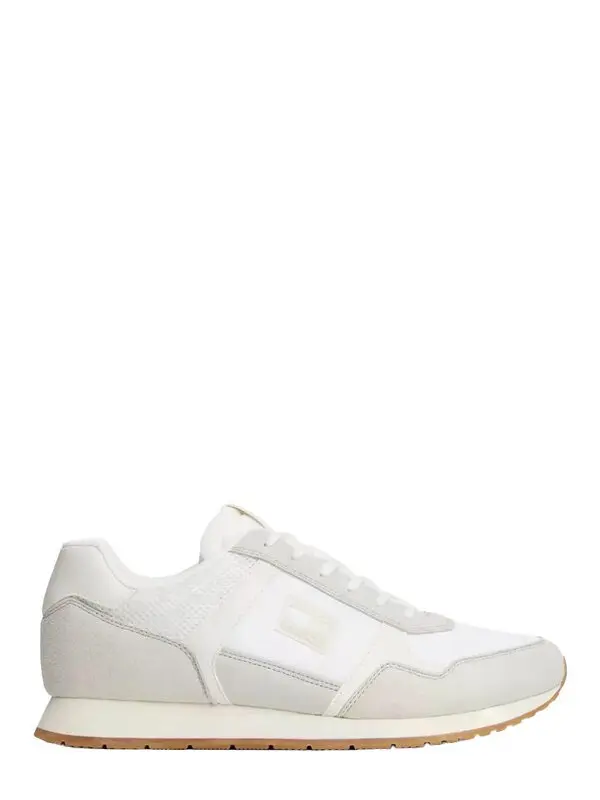 Tommy Hilfiger Suede-panelled Mesh-detail Sneakers - White