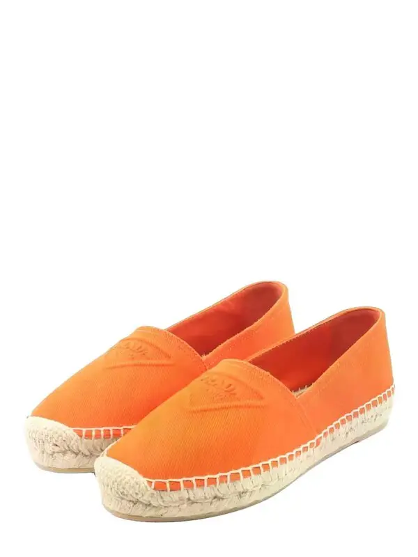 Prada Triangle Logo Canvas Espadrilles - Orange