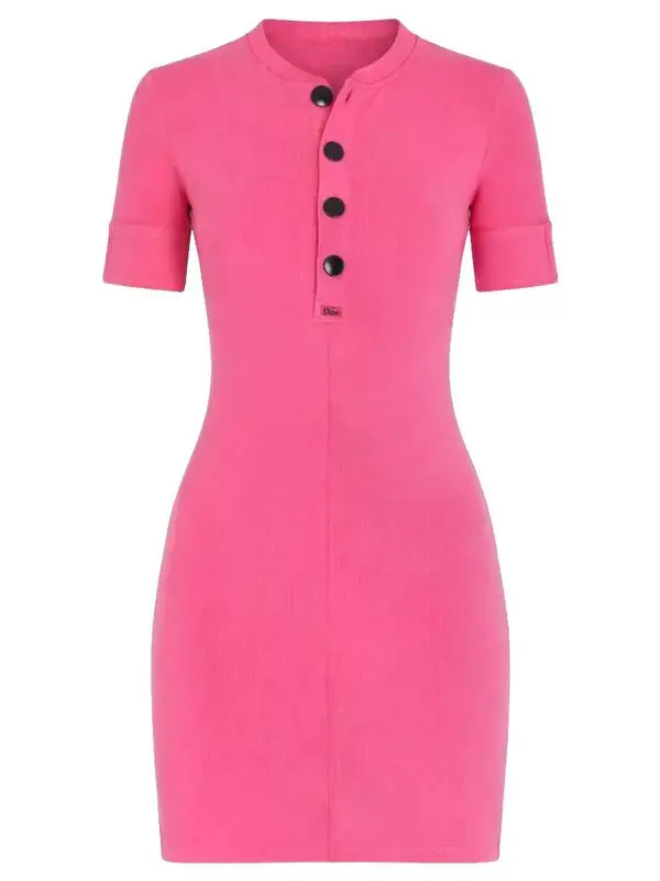 Chloé Ribbed-knit Short-sleeve Dress - Pink