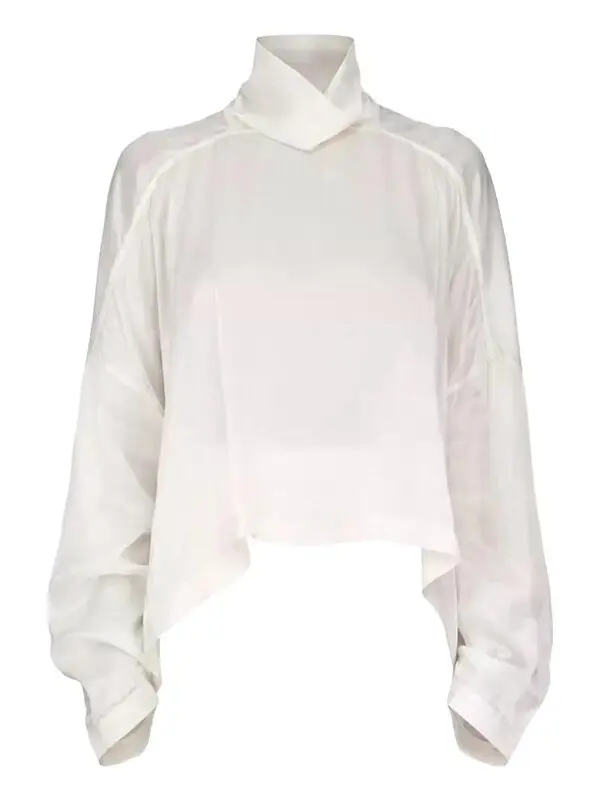 Rick Owens Jumbo High-neck Long-sleeve Blouse - White