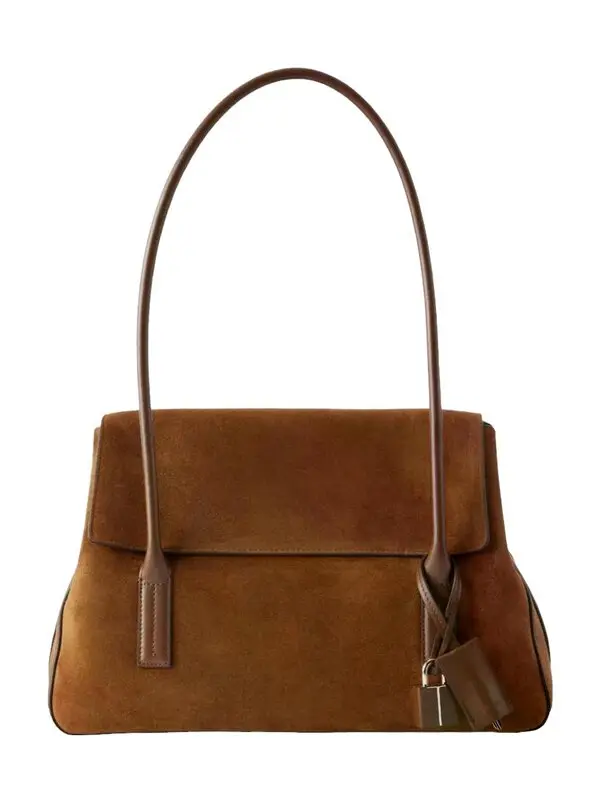 TOM FORD Padlock-detail Suede Shoulder Bag - Brown