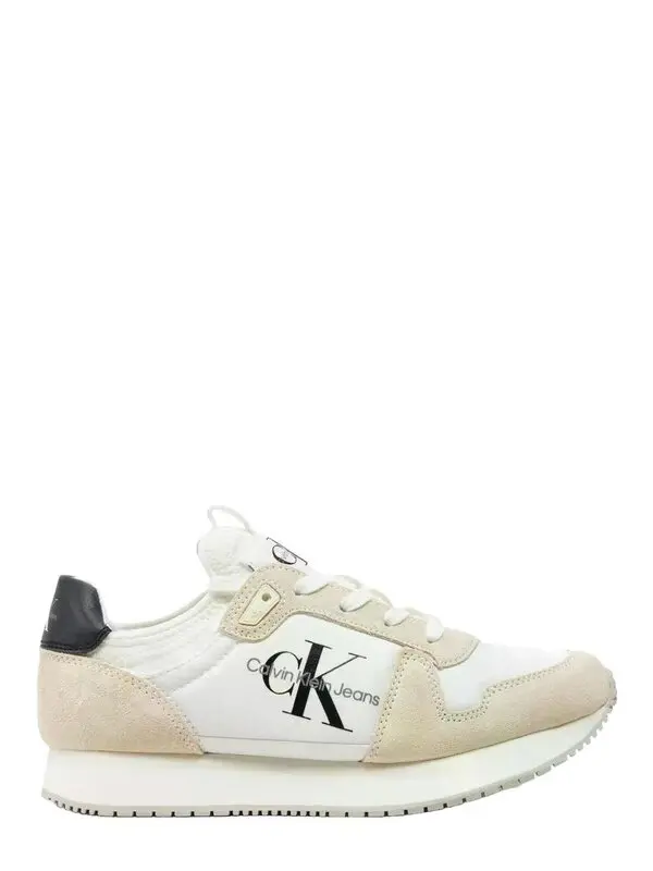 Calvin Klein Suede-panel Logo-print Sneakers - White