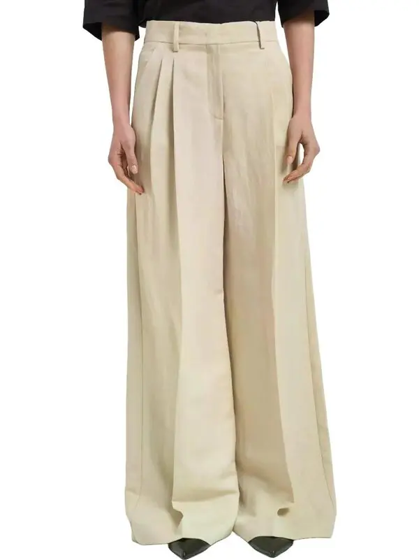 Max Mara Pleated Wide-leg Trousers - Neutrals