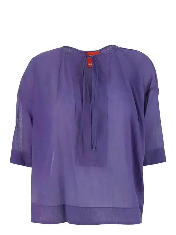 MERCI Tie-neck Semi-sheer Blouse - Purple