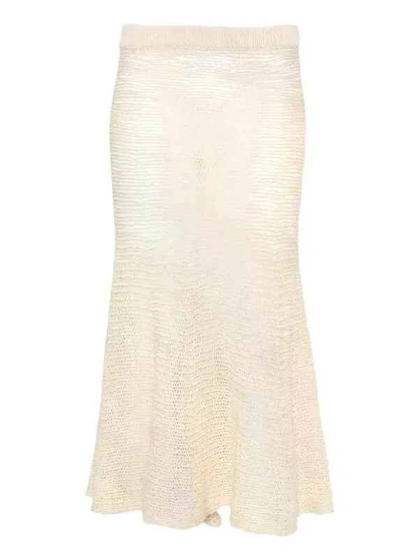 Khaite Inaya Crochet-knit Midi Skirt - Neutrals