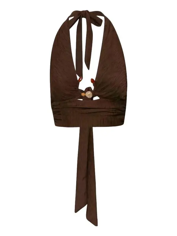 BAOBAB Louise Stone-embellished Halterneck Top - Brown