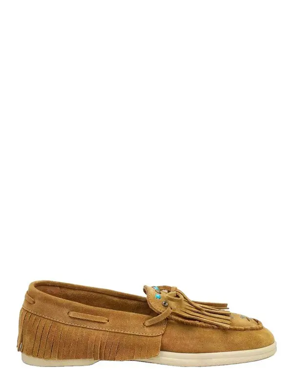 FRAU Fringed Bead-embellished Loafers - Neutrals