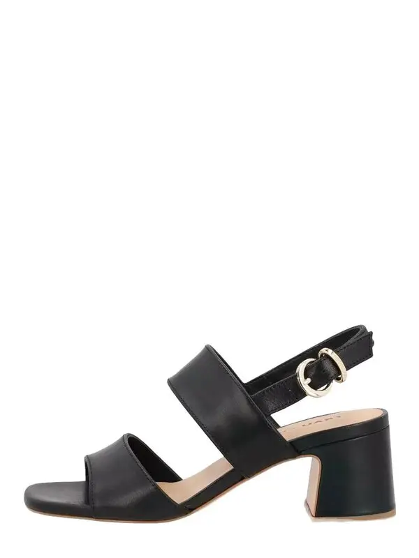 FRAU Block-heel Leather Sandals - Black