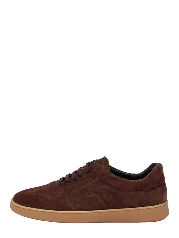 FRAU Top-stitching Suede Sneakers - Brown