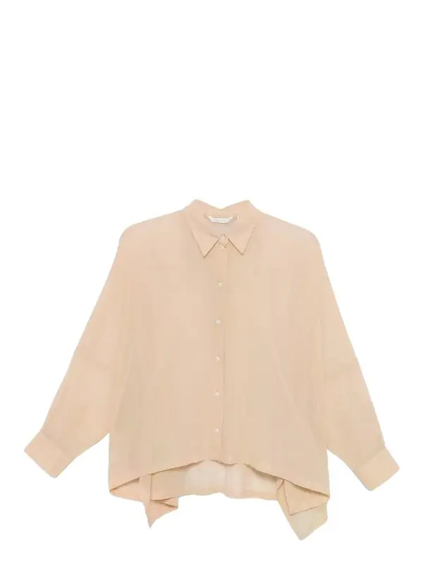 XACUS Sheer Drop-shoulder Shirt - Neutrals