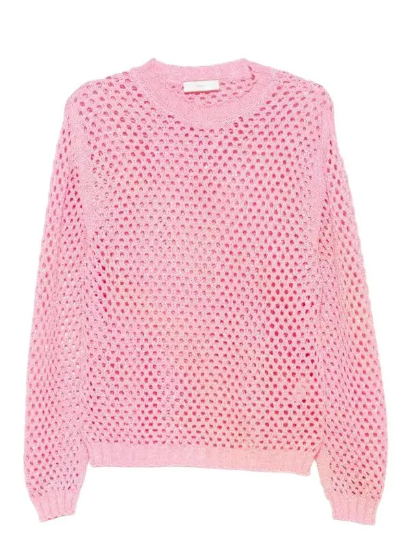 AKEP Sequin-embellished Open-knit Sweater - Pink
