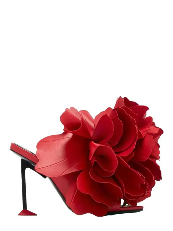 Givenchy Floral-appliqué Leather Heeled Sandals - Red