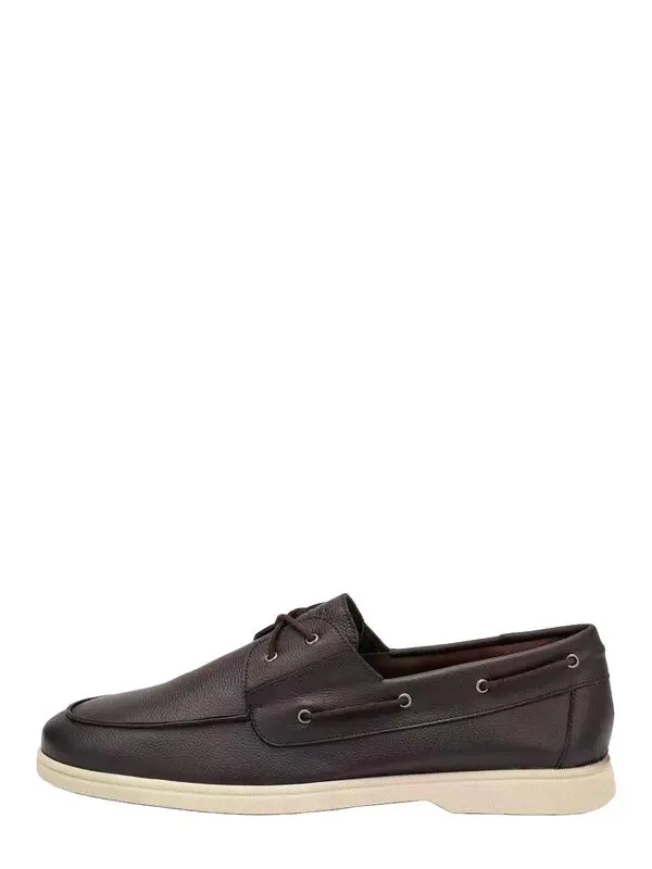 FRAU Grained Leather Boat Shoes - Brown