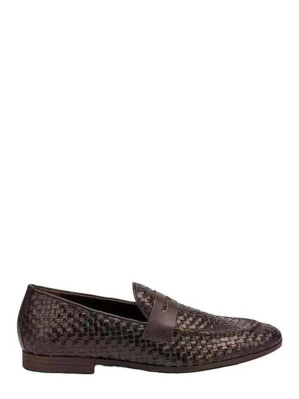 FRAU Woven Leather Loafers - Brown