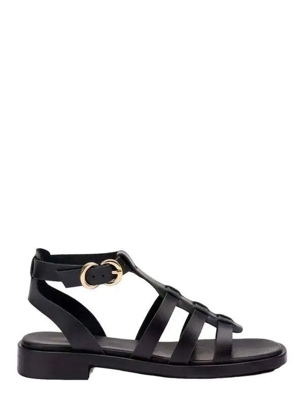 FRAU Cage Leather Sandals - Black
