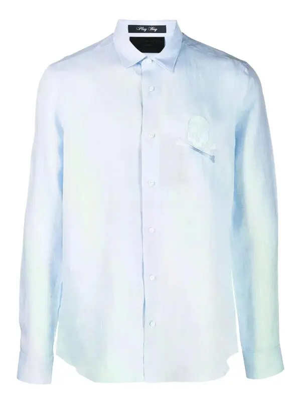 Philipp Plein Long-sleeve Linen Shirt - Blue