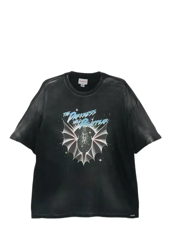 KAMIYA Graphic-print Faded-effect T-shirt - Black
