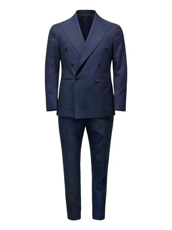 FRANZESE COLLECTION Beckham Pinstriped Double-breasted Suit - Blue