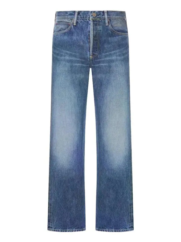Visvim Logo-patch Straight Leg Jeans - Blue
