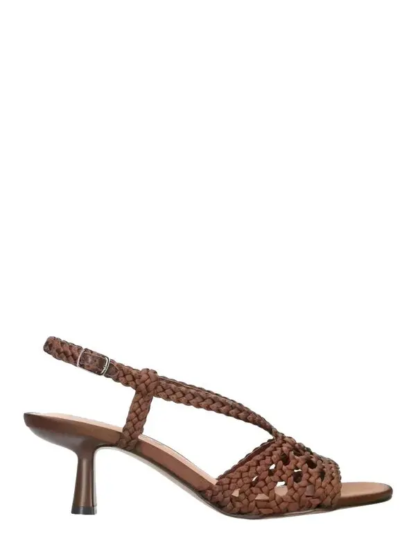 BIBI LOU Woven-strap Kitten Heel Sandals - Brown