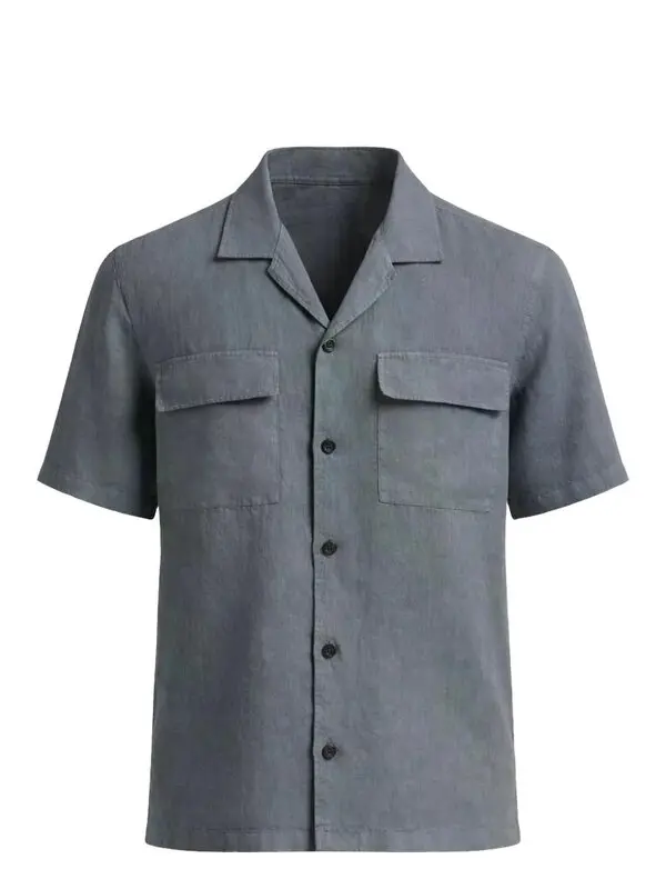 Peserico Linen Camp-collar Shirt - Grey
