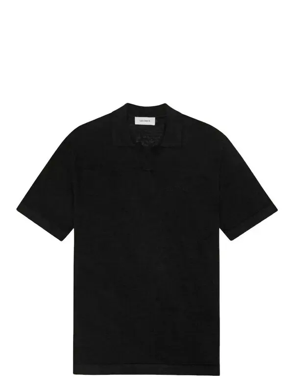 LES DEUX Emmanuel Knitted Polo Shirt - Black