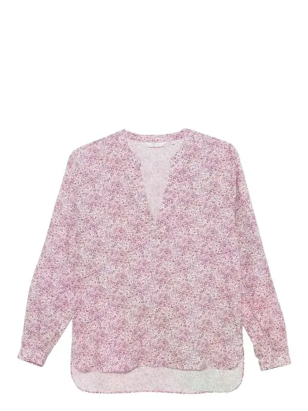 XACUS Floral-print Linen Blouse - Purple