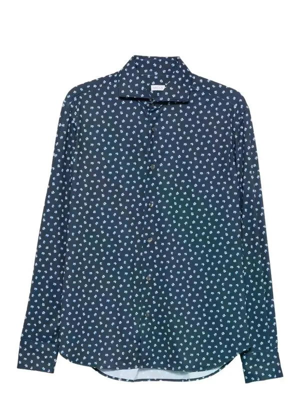 ORIAN Floral-print Long-sleeve Shirt - Blue