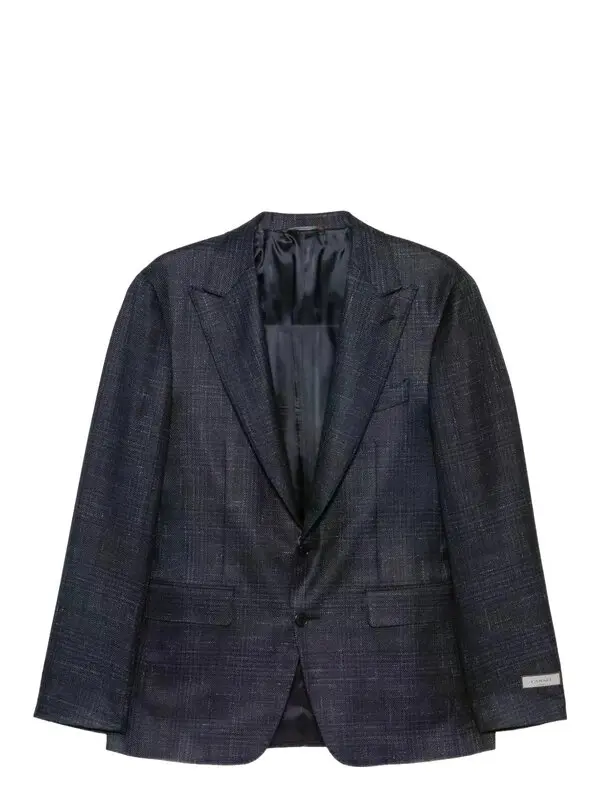 Canali Check-pattern Single-breasted Blazer - Blue