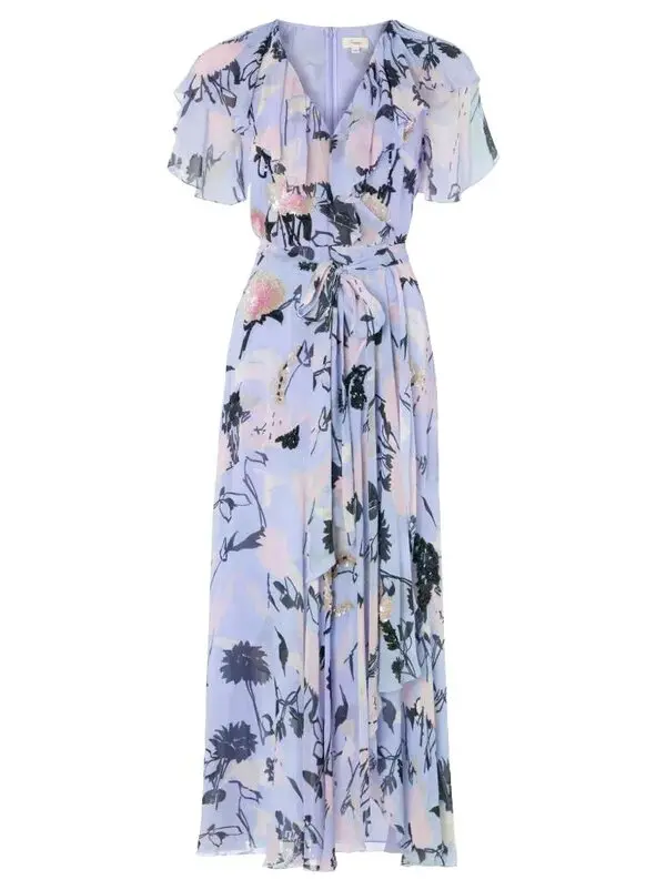 TEMPERLEY LONDON Maisie Sequin-embellished Ruffled Wrap Dress - Blue