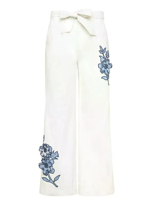 Cinq À Sept Mylah Floral-embroidered Trousers - White