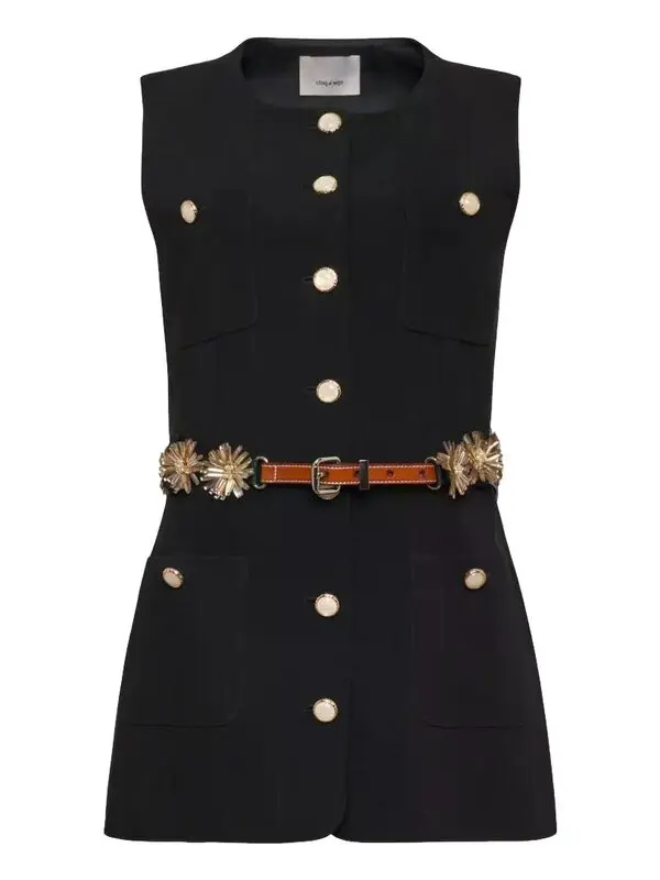 Cinq À Sept Sunflare Belted Vest - Black