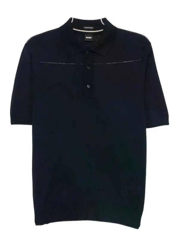 BOSS Short-sleeve Wool Polo Shirt - Blue