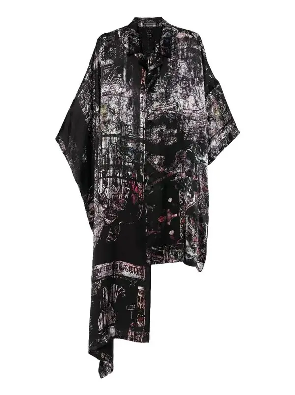 Yohji Yamamoto Graphic-print Coat - Black