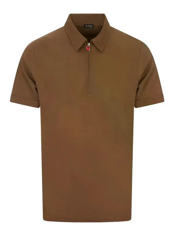 Kiton Zip-up Piqué Polo Shirt - Brown