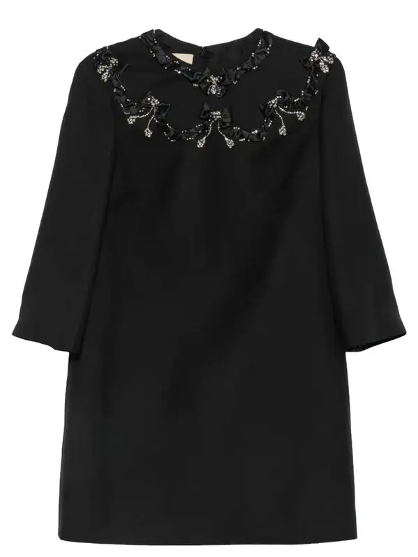 Valentino Garavani Crystal-embellished Bow Dress - Black