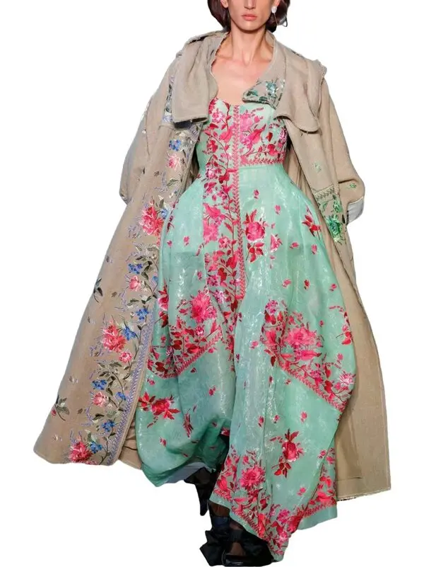 Erdem Floral-print Asymmetric-hem Dress - Green