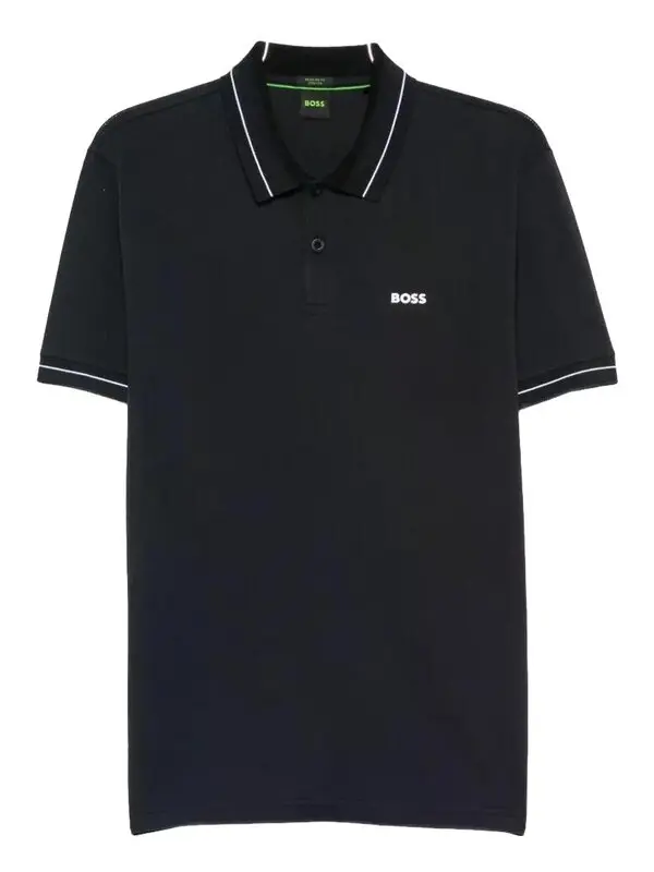 BOSS Logo-print Tipped Polo Shirt - Black